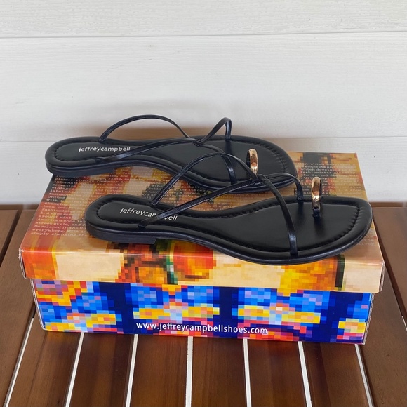 Jeffrey Campbell | Shoes | Jeffrey Campbell Pacifico Black Gold Sandal ...